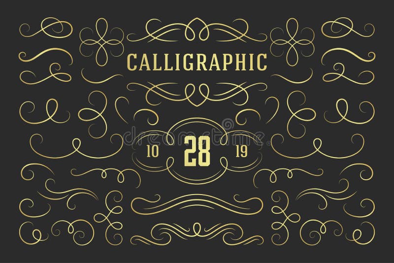 Calligraphic Design Elements Vintage Ornaments Swirls and Scrolls ...