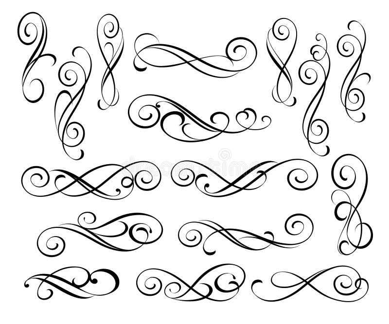 Calligraphic Elegant Elements of Design.Black White. Stock Vector ...