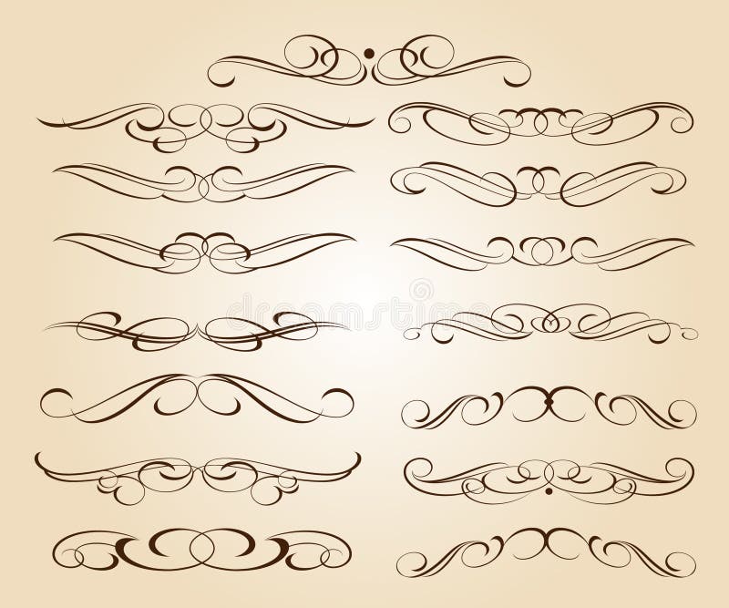 Calligraphic Elegant Elements of Design.Vector Illustration.Brown Beige ...