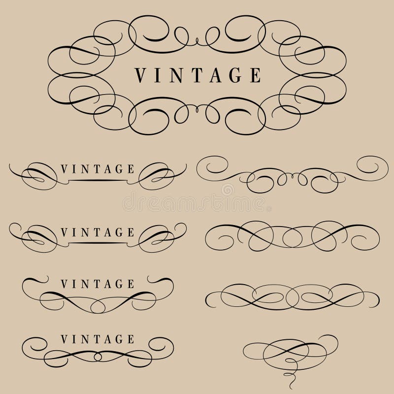 Vintage Ornamental Calligraphic Designs Stock Vector - Illustration of ...