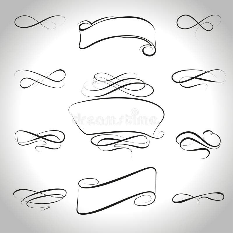 Thin Scroll Element Pair stock vector. Illustration of ornamental ...