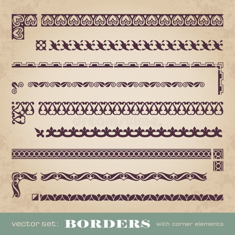 Calligraphic Frames and Borders with Corner Elements - Vector Set Stock Vector - Illustration of ...