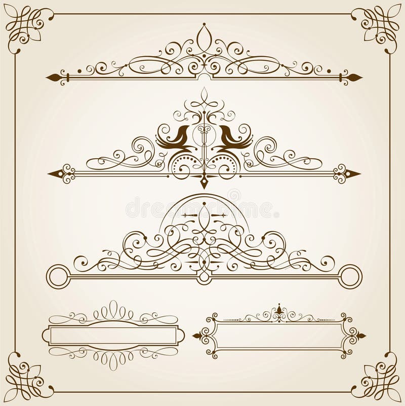 Calligraphic Frames II stock vector. Illustration of collection - 59856258
