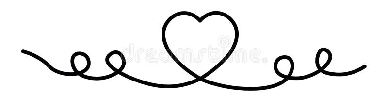 Hand-drawn Single Thin Line Heart Stock Vector - Illustration of sign ...