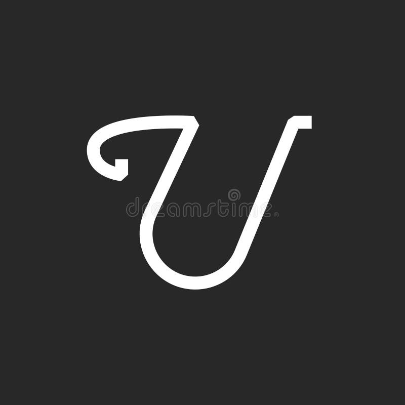 Calligraphic Italic Font Letter U Logo Monogram Creative Artwork Design ...