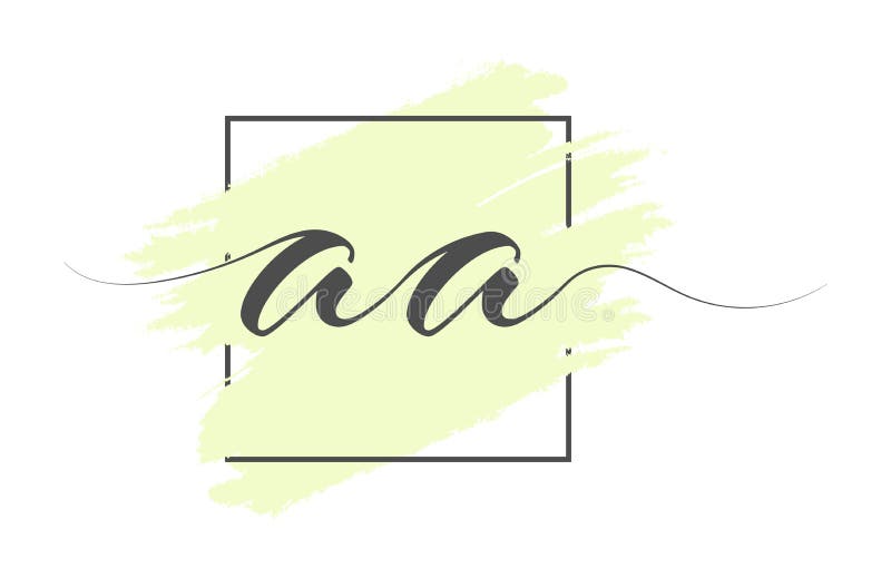 Calligraphic Lowercase Letters AA on a Colored Background in a Frame ...