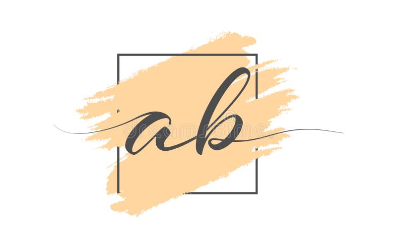 Calligraphic Lowercase Letters AB on a Colored Background in a Frame ...