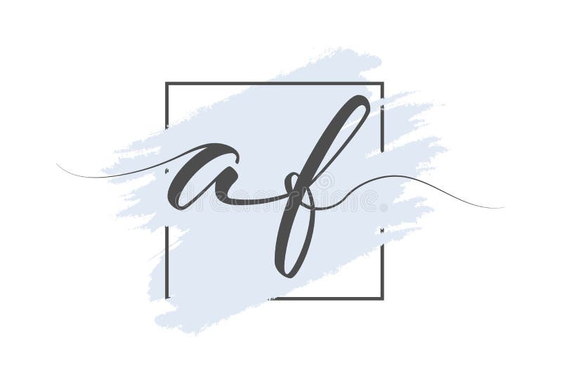 Calligraphic Lowercase Letters AF on a Colored Background in a Frame ...