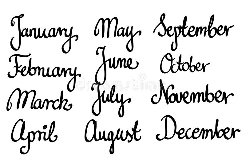 Calligraphic Month Names Set Vector Stock Vector - Illustration of ...