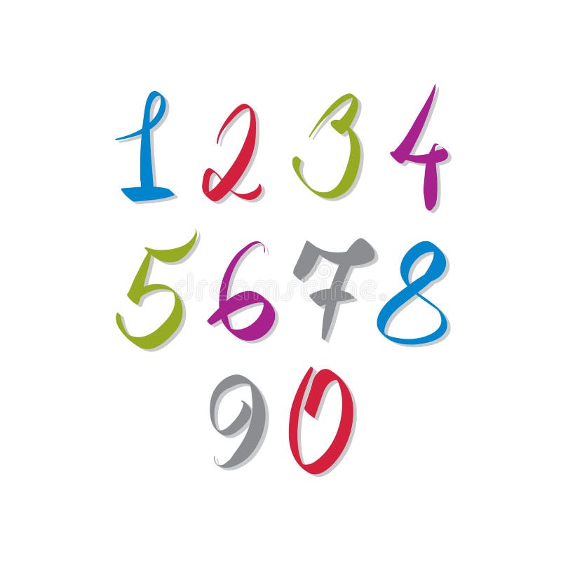 Calligraphic Numbers, Vector Numbers Collection Stock Vector ...