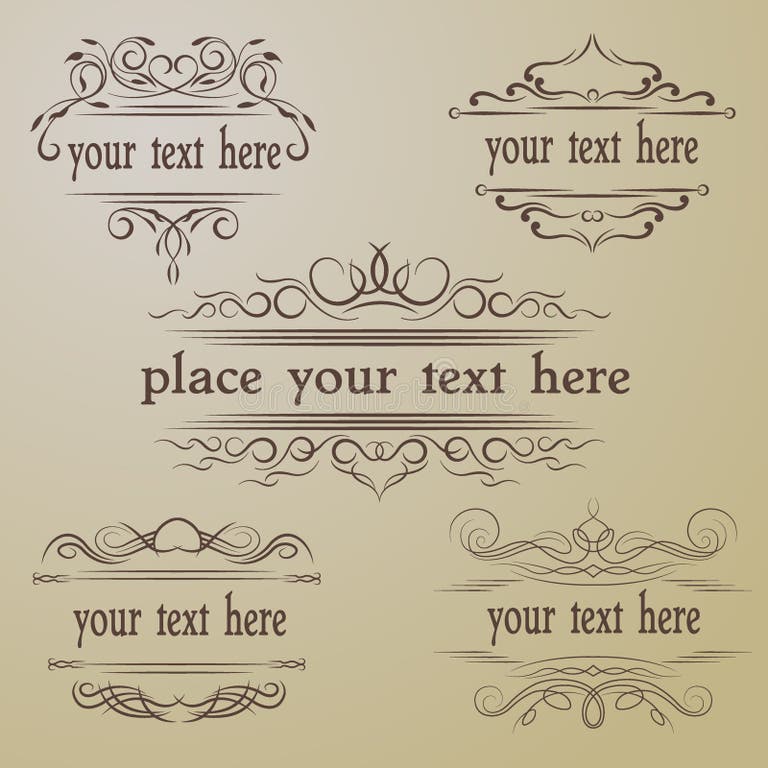 Calligraphic Old Elements Vintage Decor. Stock Vector - Illustration of ...