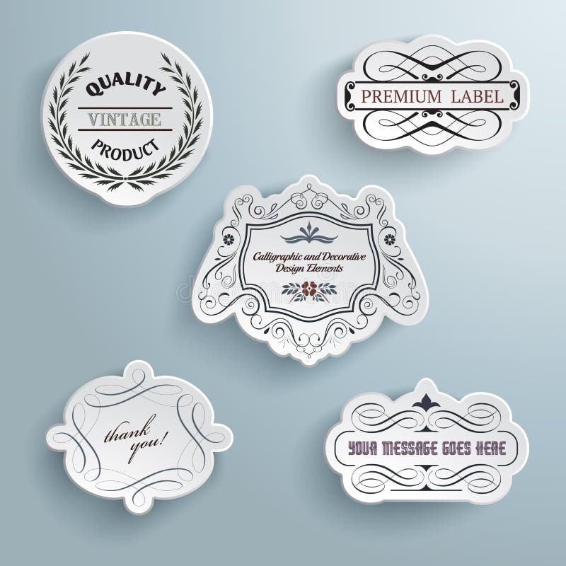 Calligraphic Paper Labels Patterns Stock Vector - Illustration of ...