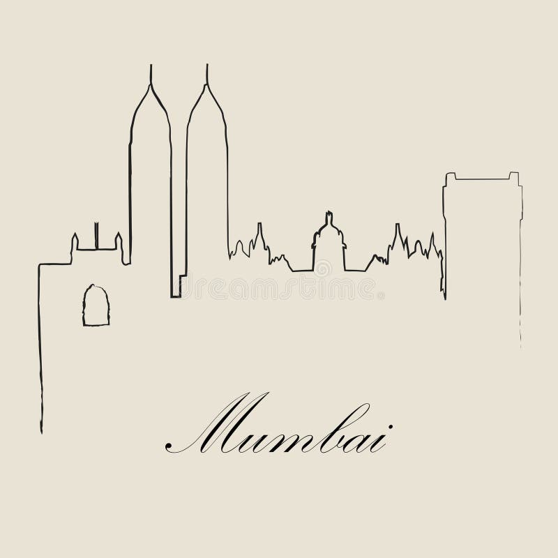 Calligraphic Skyline of Mumbai Vector Illustration Stock Vector ...