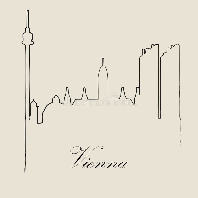 Calligraphic Skyline of Vienna Vector Illustration Stock Vector ...