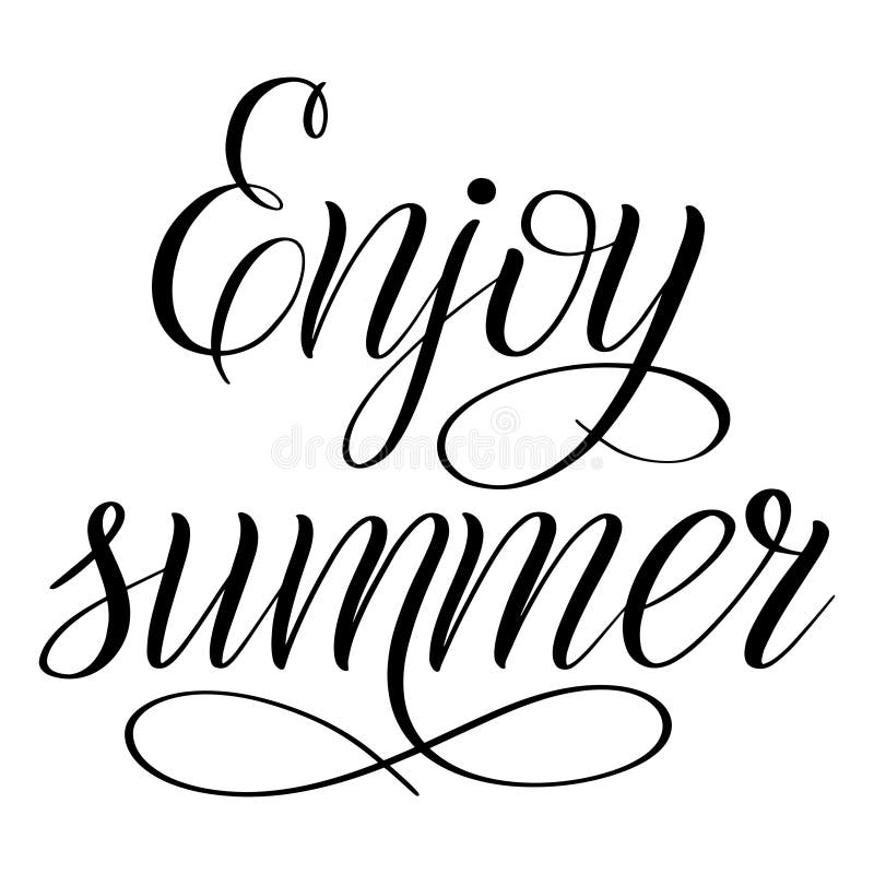 Summer Boy. Black Isolated Cursive on Blue Background. Stock Vector ...