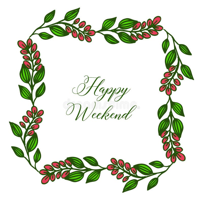 Drawing of Leaf Flower Frame, with Template of Design Greeting Card ...