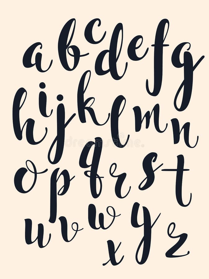 Calligraphic Hand Drawn Font. Handwritten Alphabet in Brush Style ...