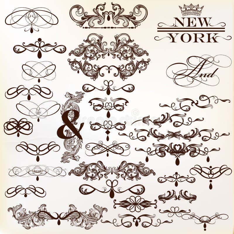 Calligraphic Vector Vintage Stock Vector - Illustration of calligraphic ...