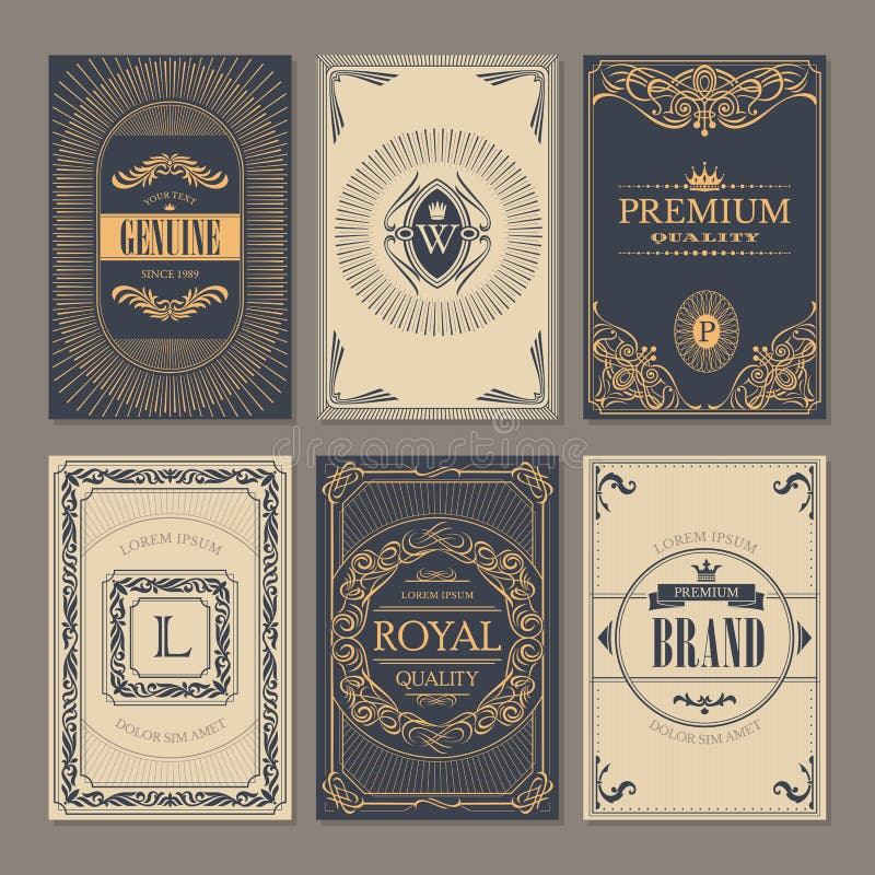 Calligraphic Vintage Floral Cards Collection Stock Vector ...