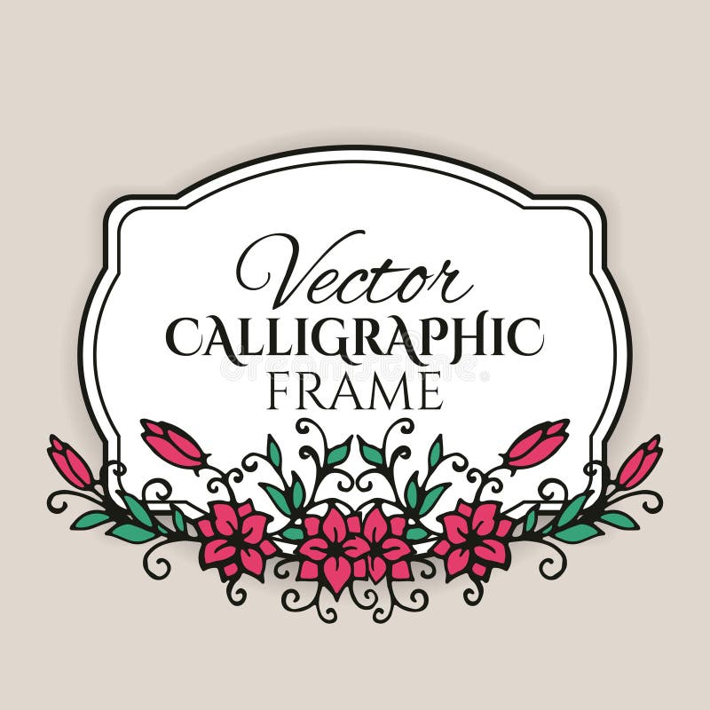 Calligraphic Vintage Frame with Flowers Stock Vector - Illustration of ...