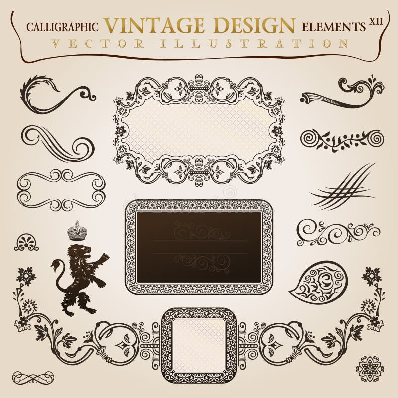 Flower Calligraphic Vintage Royal Design Elements Stock Vector ... Flower Calligraphic Vintage Royal Design Elements Stock Vector ...