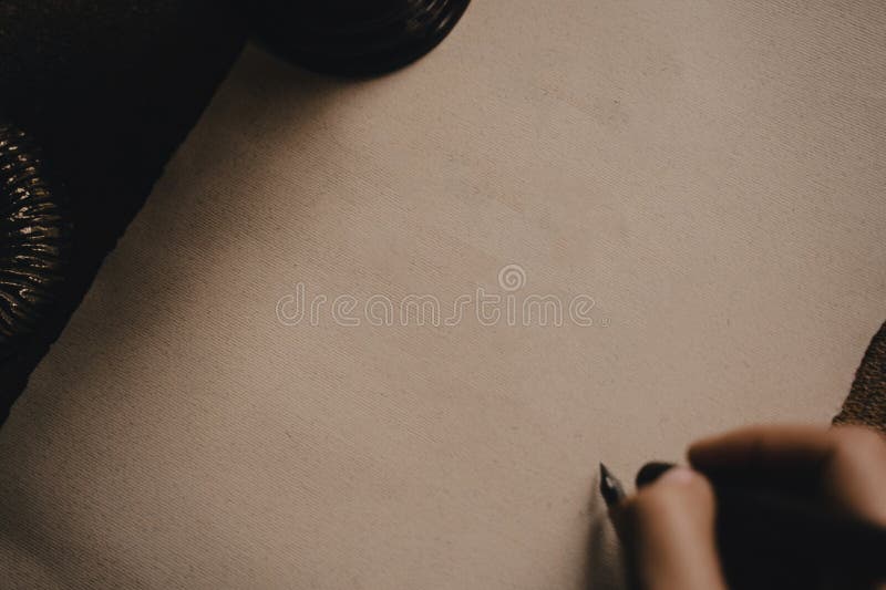 Calligraphic Writing in Hebrew. Pen in Hand. the Phrase Chag Chanukah ...