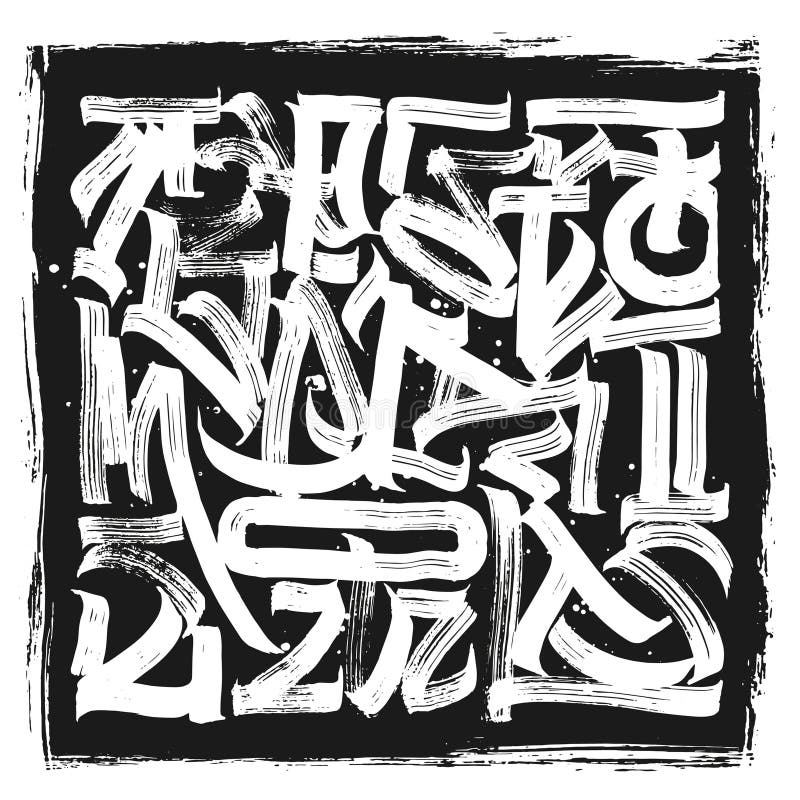 Calligraphy Abstract Graffiti Lettering, Grunge Design Composition ...