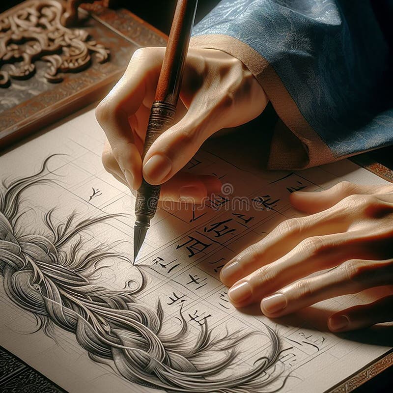 Calligraphy Art. Generative Ai Stock Illustration - Illustration of ...