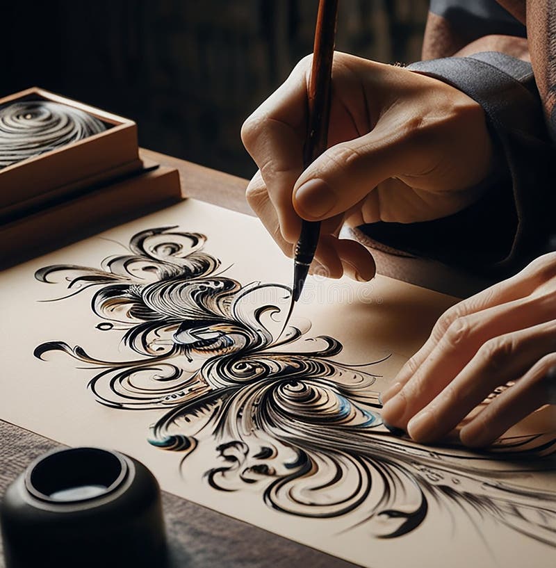 Calligraphy Art. Generative Ai Stock Illustration - Illustration of ...