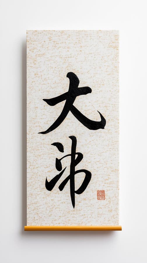 Calligraphy Artwork Featuring Large Black Kanji Characters on a ...