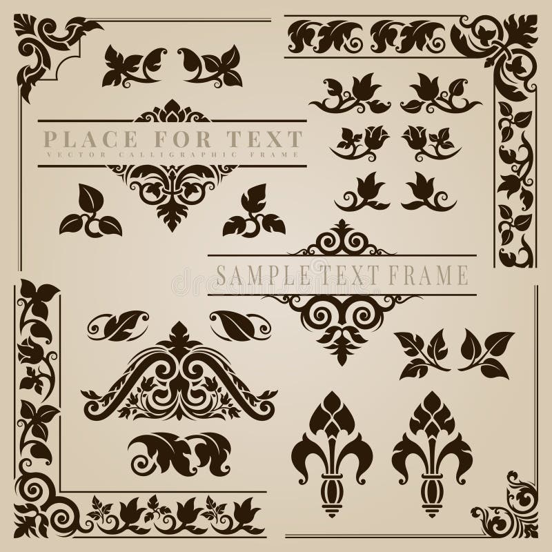 Calligraphy Border Corner Applied Thai Art Pattern Stock Vector ...