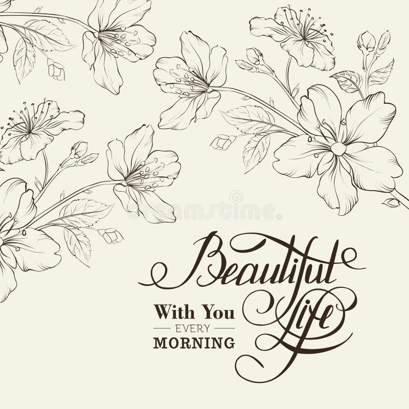 Calligraphy Cherry Blossom. Stock Vector - Illustration of oriental ...