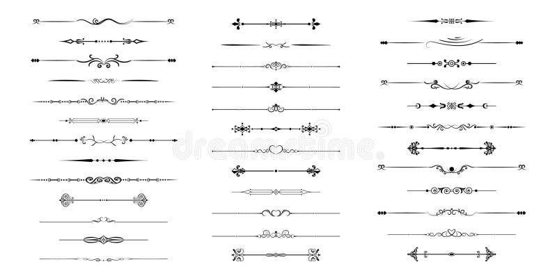 Calligraphy Elements of Decorative Flourishes Vector Illustration Stock ...