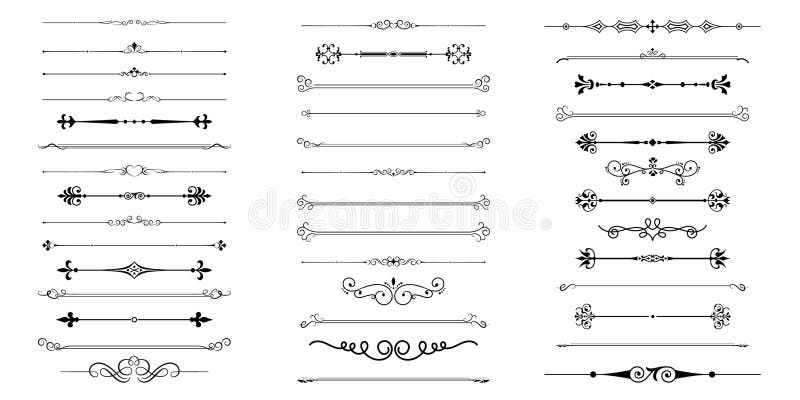 Calligraphy Elements of Decorative Flourishes Vector Illustration Stock ...
