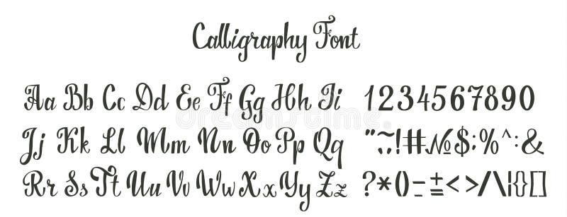 Calligraphy font set. stock vector. Illustration of numbers - 112506101