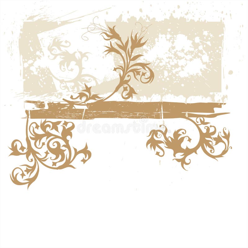 Green Floral Background with Grunge Banner Stock Vector - Illustration ...