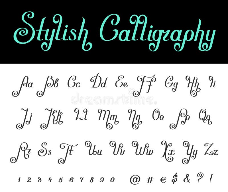 Vintage Calligraphic Script Font Vector Letters Stock Vector Illustration Of Outline Symbol
