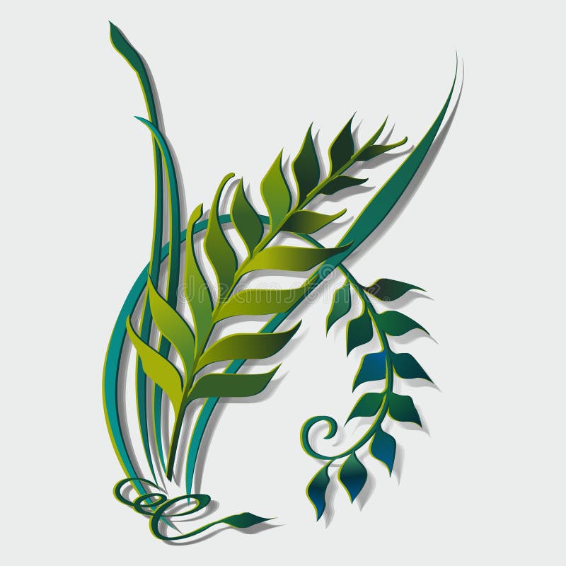 Calligraphy leaves. stock illustration. Illustration of stylish - 102884154