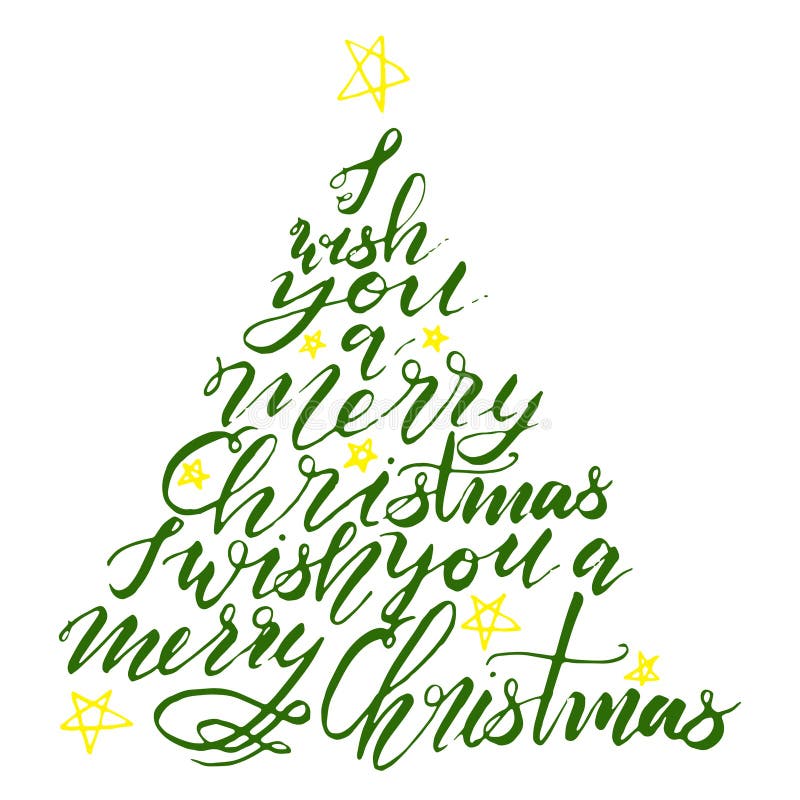 Calligraphy Lettering Christmas Tree with Stars. Stock Vector ...