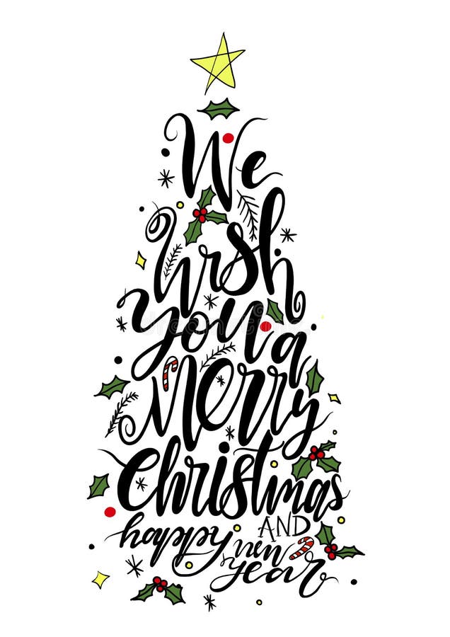 Calligraphy Lettering of Christmas Tree Vector Illustration. Stock ...