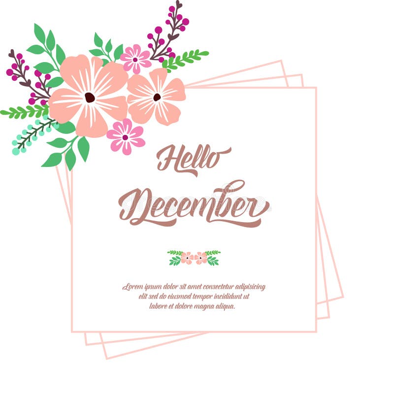 Calligraphy Lettering of Hello December, with Ornament Design of Leaf ...