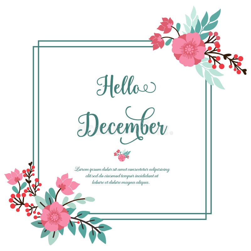 Calligraphy Lettering of Hello December, with Ornament Design of Leaf ...