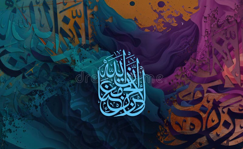 Calligraphy.a Work of Art,on Multi-colored. "Nay, but Worship God, and ...