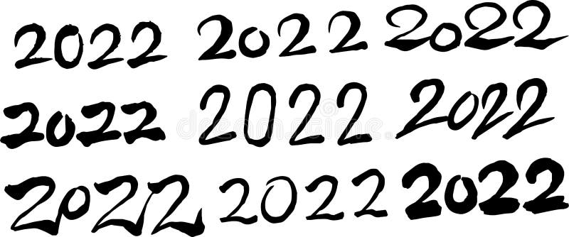 2022 Calligraphy for New Years Cards Set Stock Vector - Illustration of ...