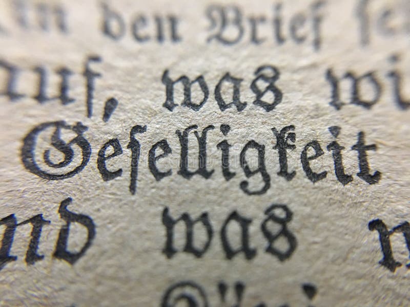 Calligraphy German "Geselligkeit" "Sociability" Stock Photo - Image of ...