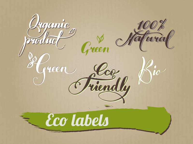 Calligraphy for Packaging Design Eco Products Stock Vector ...