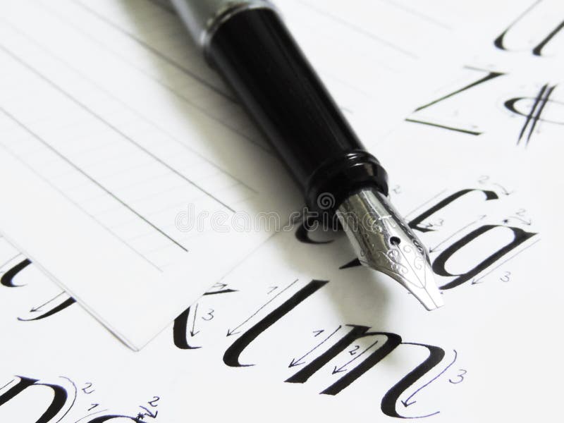 Calligraphy pen, letters stock image. Image of papier - 68836191