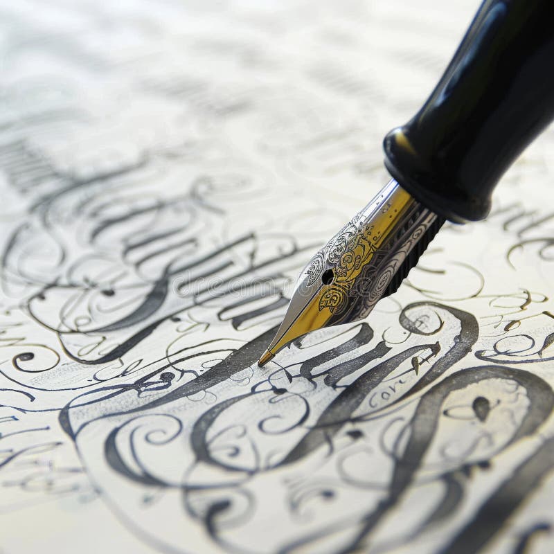 Calligraphy Pen on Script stock image. Image of craft - 311900163