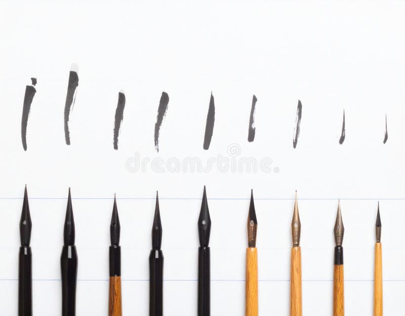 Calligraphy Pen Strokes Ink Brush Writing Practice Stock Illustration ...