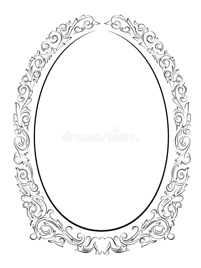 Calligraphy Penmanship Oval Baroque Frame Black Stock Vector ...
